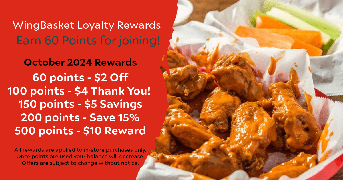 Buffalo wings promotion with loyalty rewards and discounts. - WingBasket